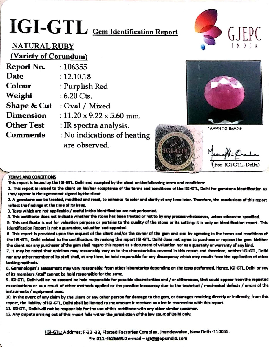 Natural Ruby with Govt Lab Certificate – Gem Selections