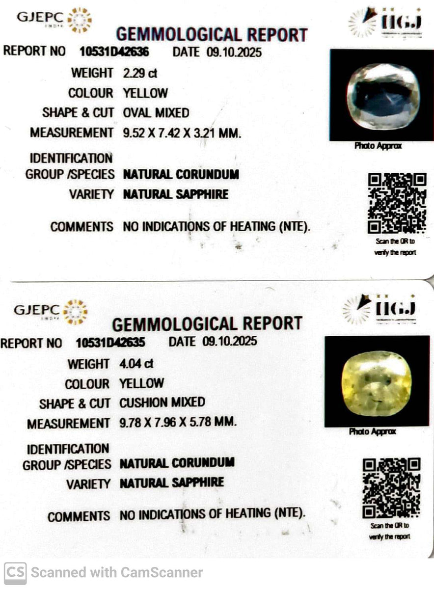 2.29/CT Natural Yellow Sapphire With Govt Lab Certificate (16650) | Gem ...