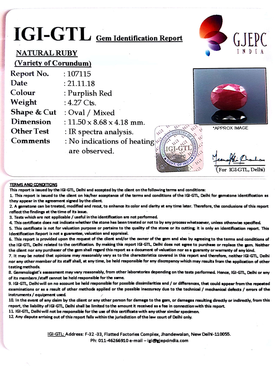 Natural Ruby with Govt Lab Certificate – Gem Selections