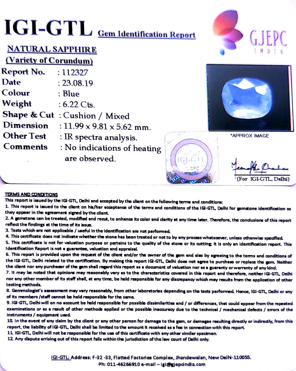Natural Blue Sapphire With Govt Lab Certified – Gem Selections