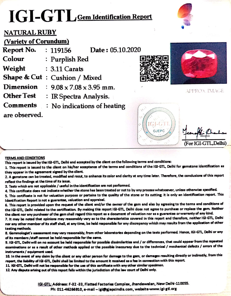 Natural Ruby with Govt Lab Certificate – Gem Selections