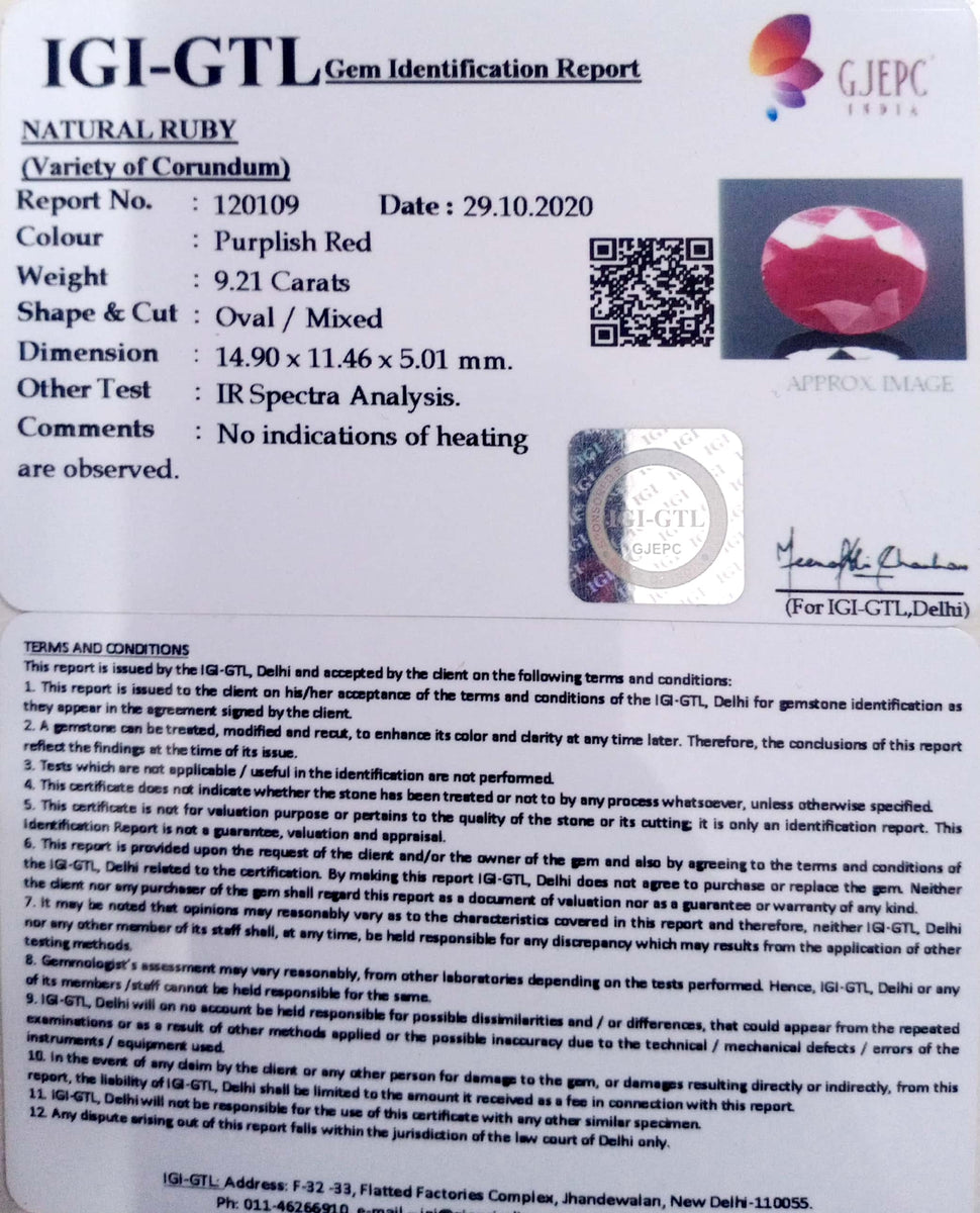 10.22 Ratti Natural Ruby with Govt Lab Certificate-(5661) | Gem Selections