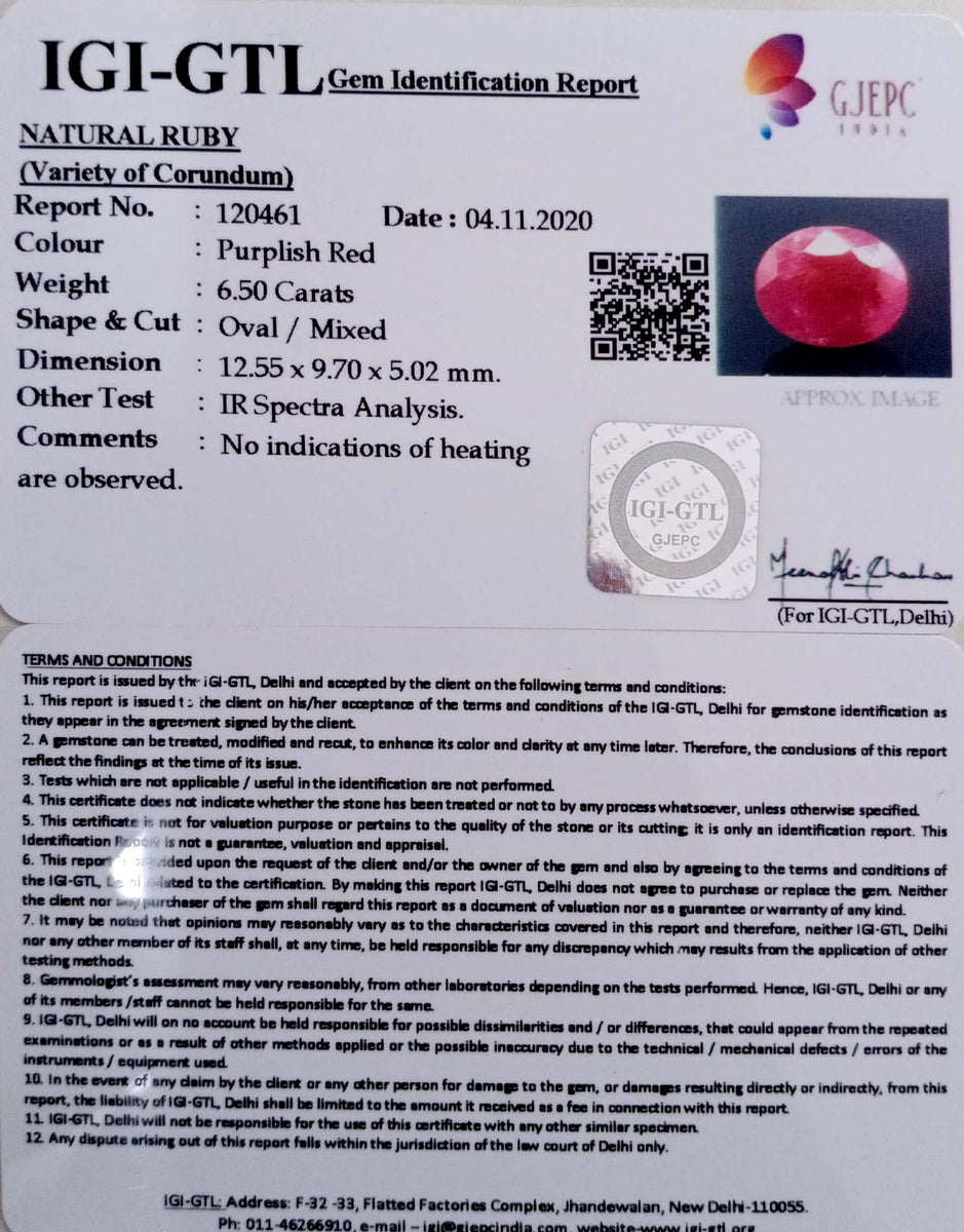 Natural Ruby with Govt Lab Certificate – Gem Selections