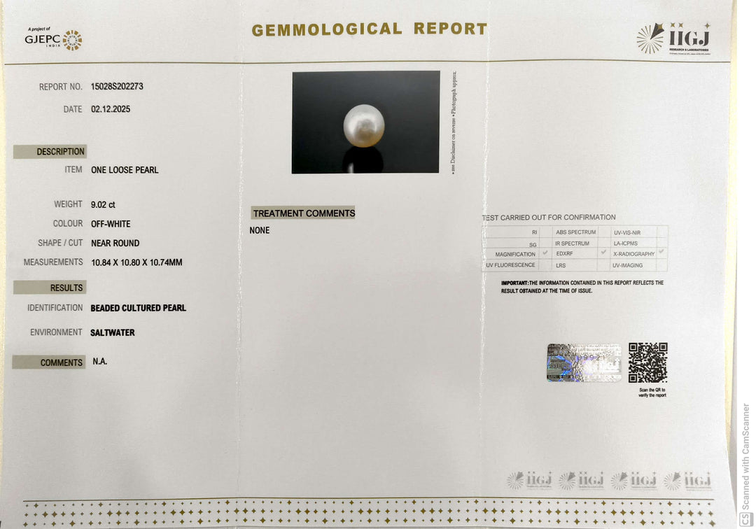 9.02/CT Natural South Sea Pearl With Lab Certificate (1550) | Gem ...