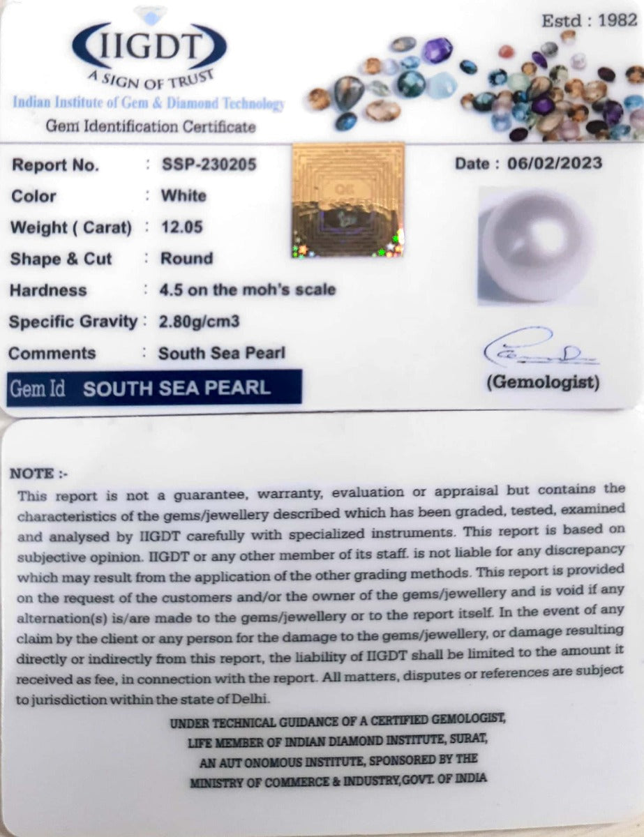 12.05/CT Natural South Sea Pearl With Lab Certificate-(1332) – Gem ...