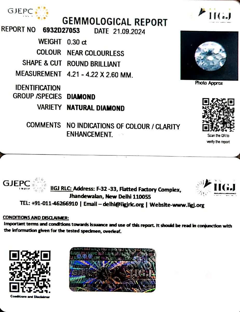 0.30/Cents Natural Diamond with Govt. Lab Certificate-120000 | Gem ...